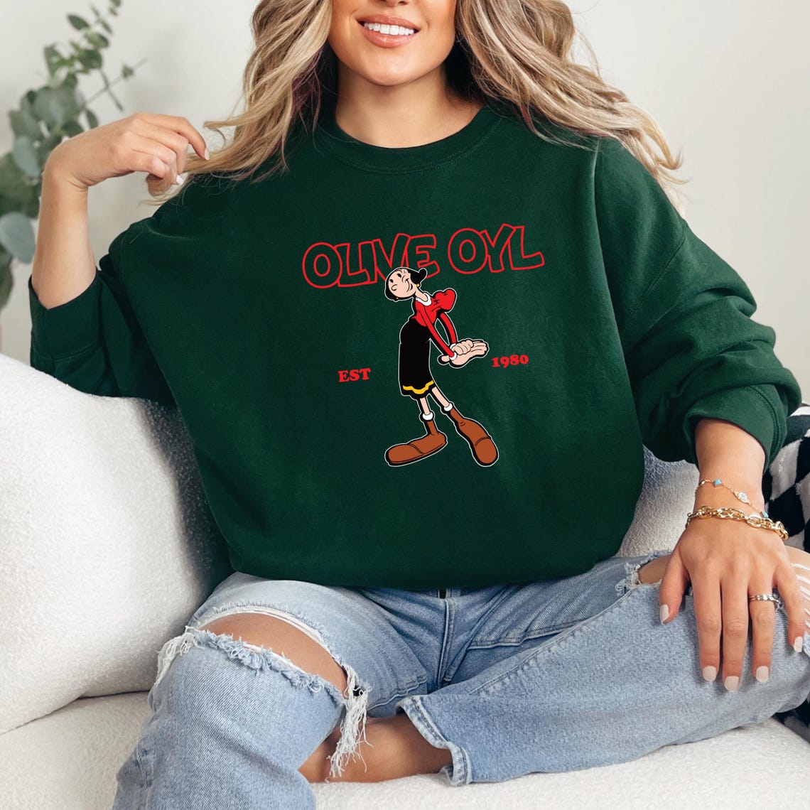 Popey and Olive Ol Sweatshirt, Cartoon Movie Matching Sweatshirt ...