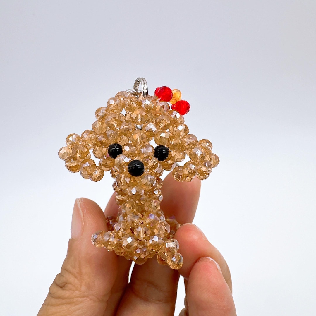 Beaded 3D Poodle Dog Bag Charm Handmade Animal Keychain - Etsy