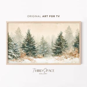 Christmas Pictures for Frame Tv, Pine Trees in Snowy Forest Landscape ...