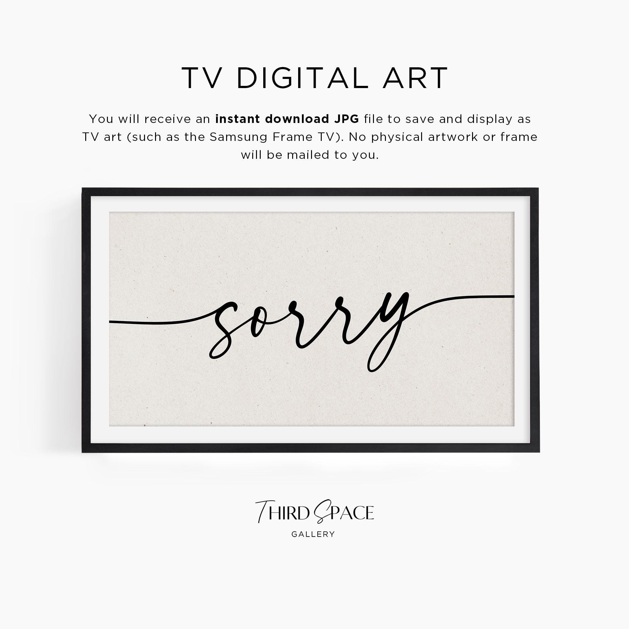 Sorry Tv Art, Minimalist Calligraphy Typography Digital Art, Elegant ...