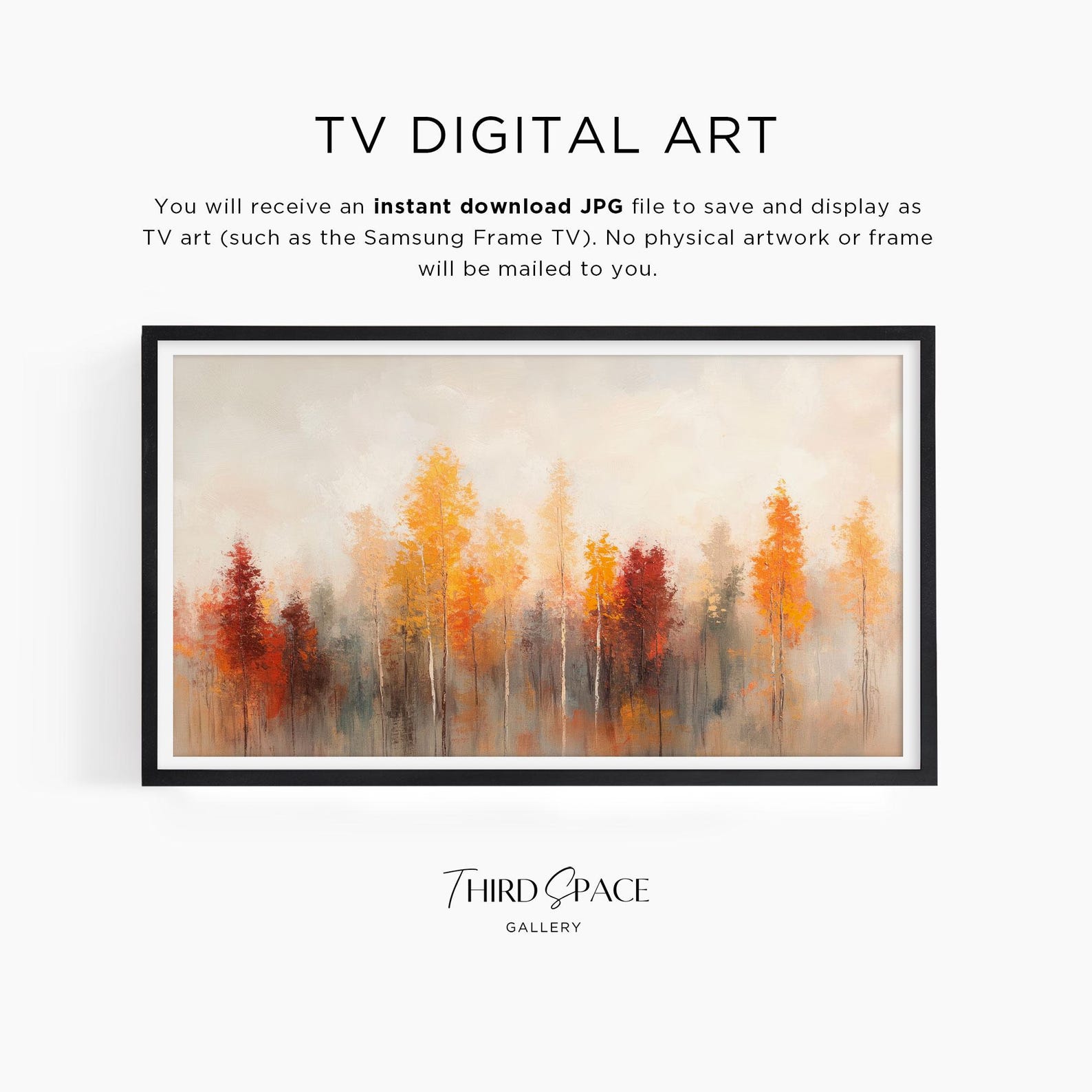 Fall Trees Frame TV Art, Autumn Landscape Painting, Thanksgiving Decor ...