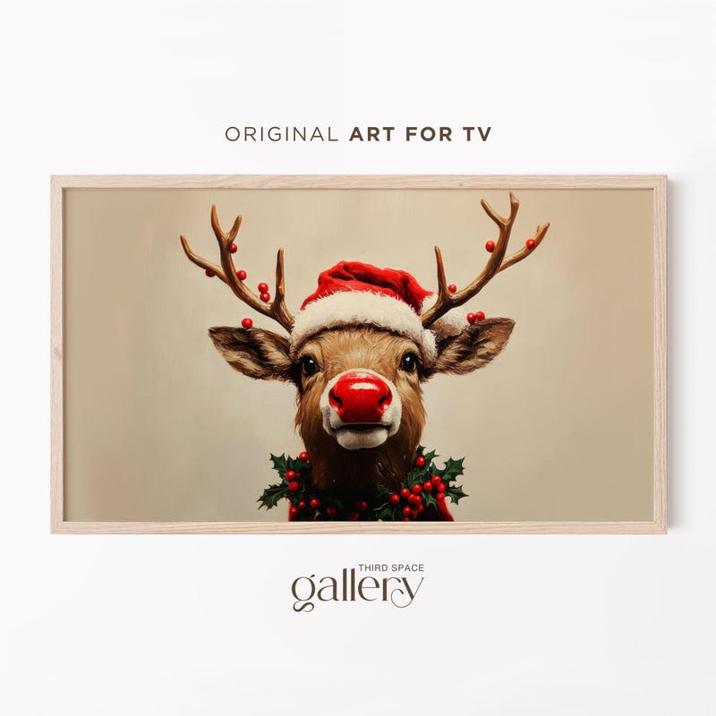 Rudolph the Red Nosed Reindeer Painting - Etsy