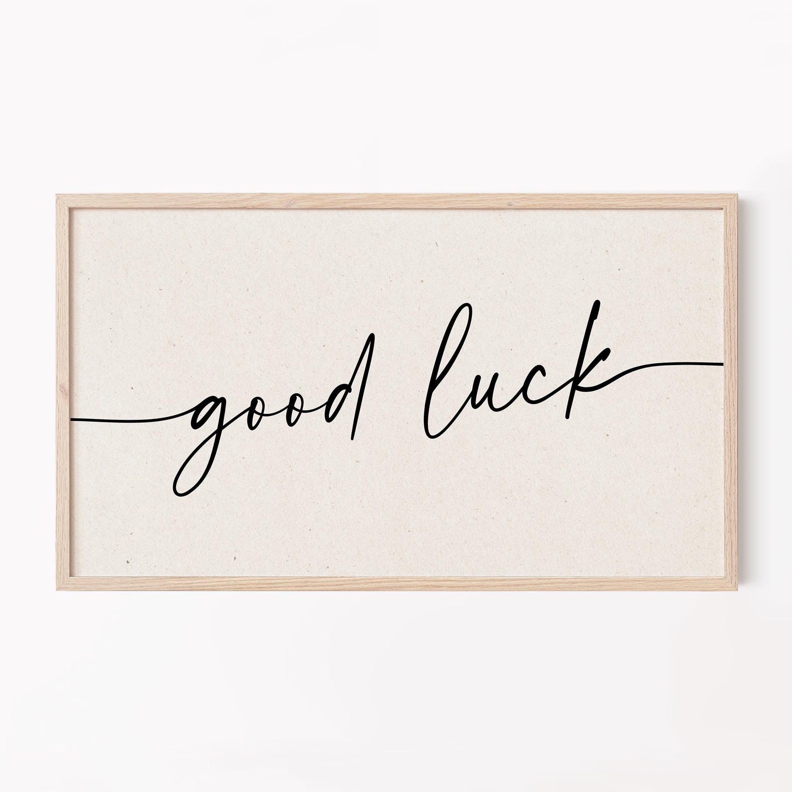 Good Luck Art, Minimalist Decor, Modern Calligraphy, Black and White TV ...