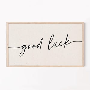 Good Luck Art, Minimalist Decor, Modern Calligraphy, Black and White TV ...