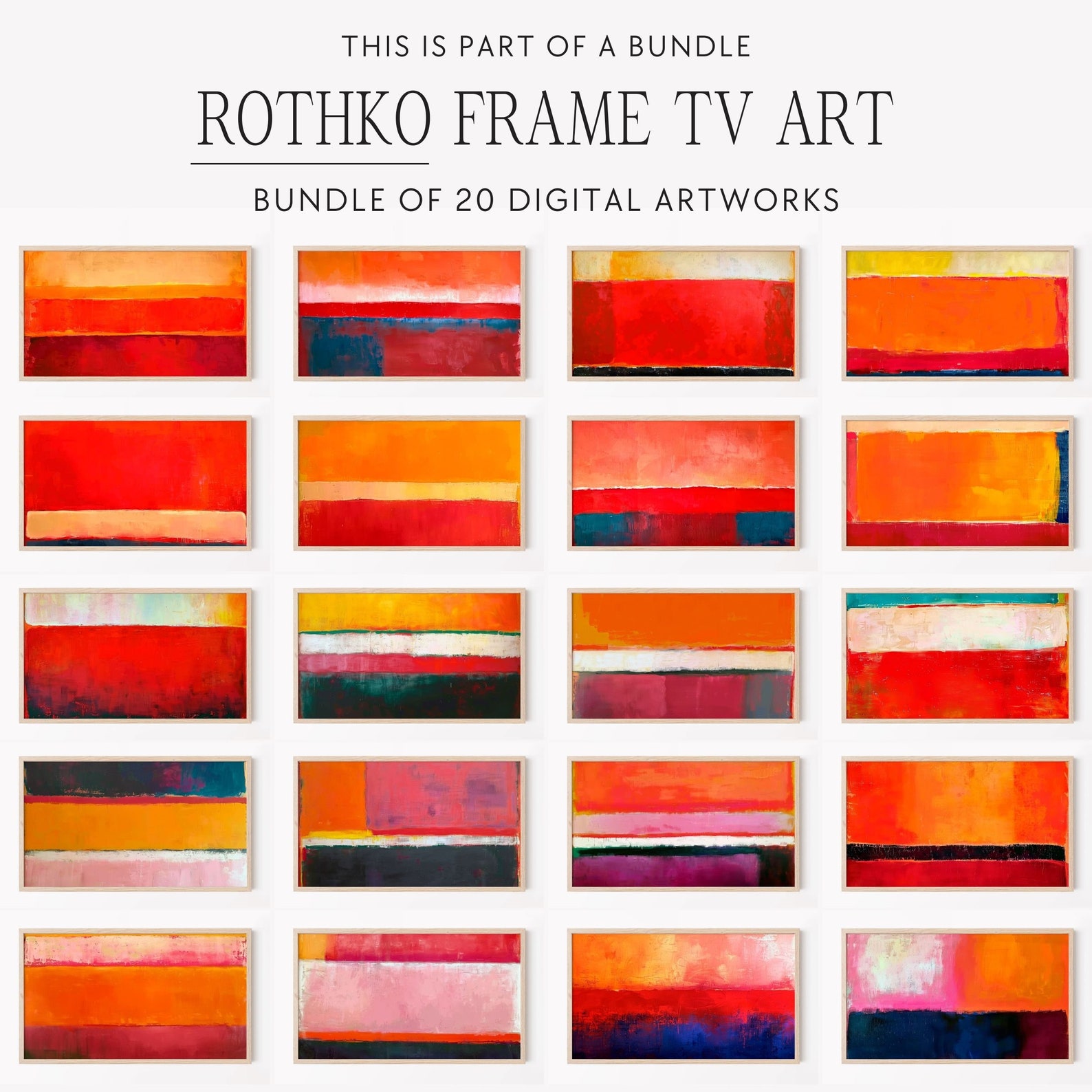 Red Abstract Rothko Style Art for Samsung Frame TV, Contemporary Frame TV Art, Modern Tv ...