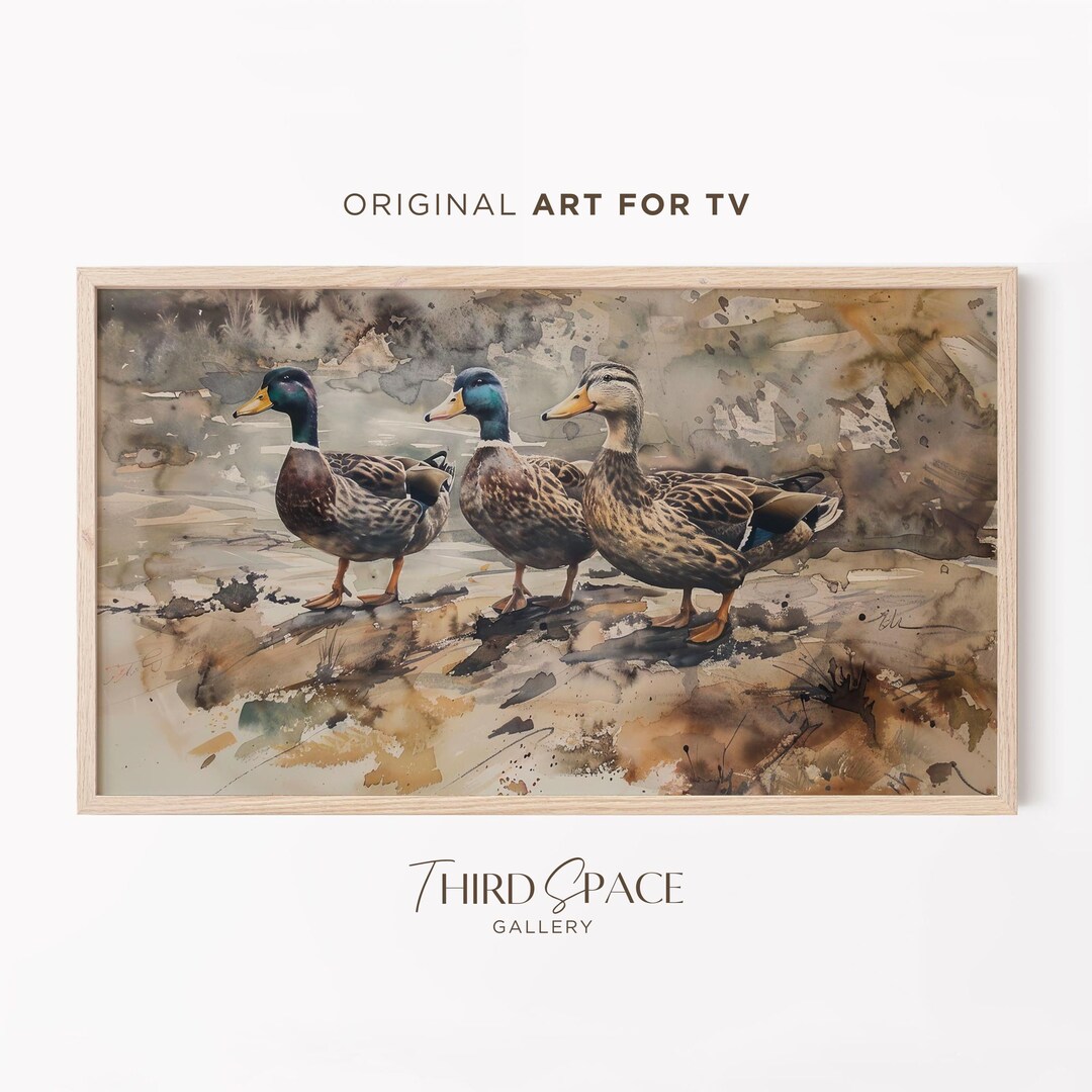Watercolor Ducks Frame TV Art for Samsung, Vintage Duck Painting ...