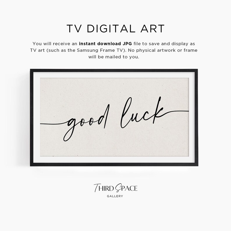 Good Luck Art, Minimalist Decor, Modern Calligraphy, Black and White TV ...