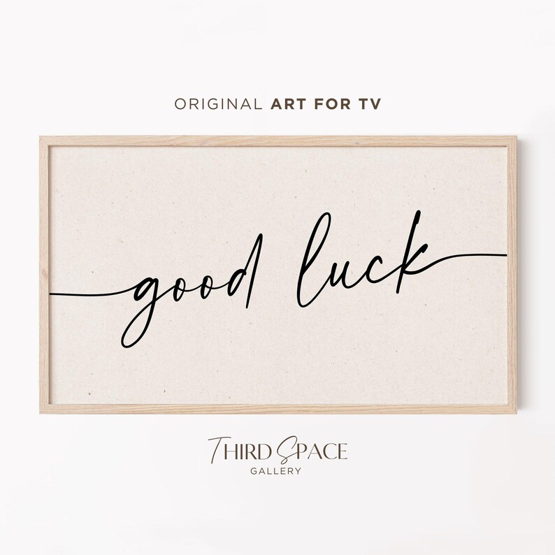 Good Luck Art, Minimalist Decor, Modern Calligraphy, Black and White TV ...