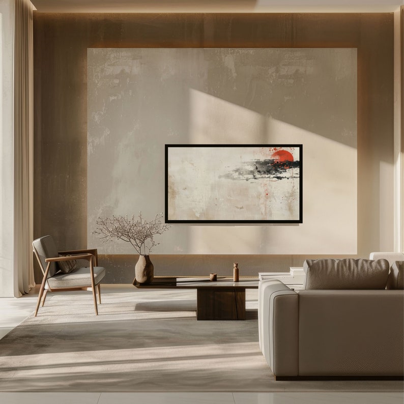 Japandi Tv Art, minimalistische Kunst, Zen Tv Art, japanische Kunst, Boho Wohnzimmer Dekor ...