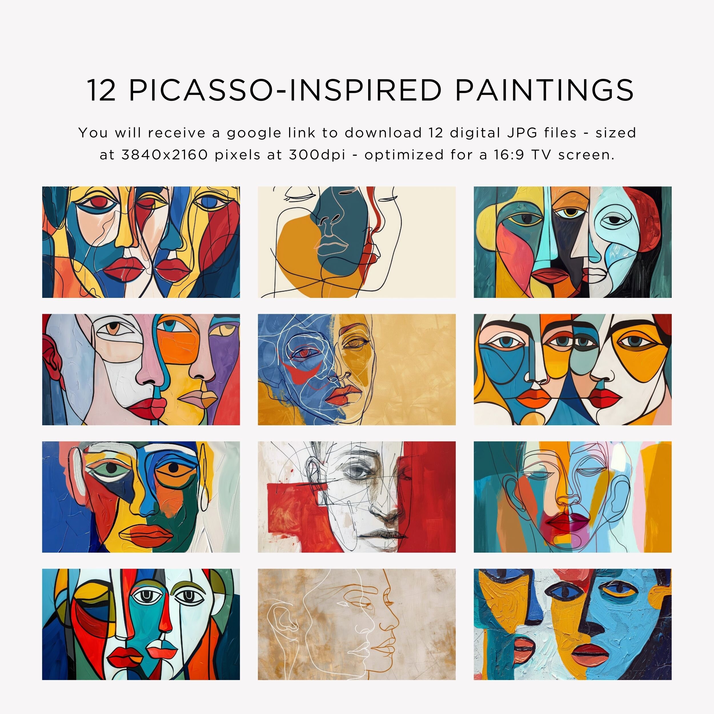 Picasso Bundle Tv Art Collection, Art for Samsung Tv, Abstract Art ...