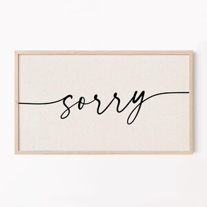 Sorry Tv Art, Minimalist Calligraphy Typography Digital Art, Elegant ...