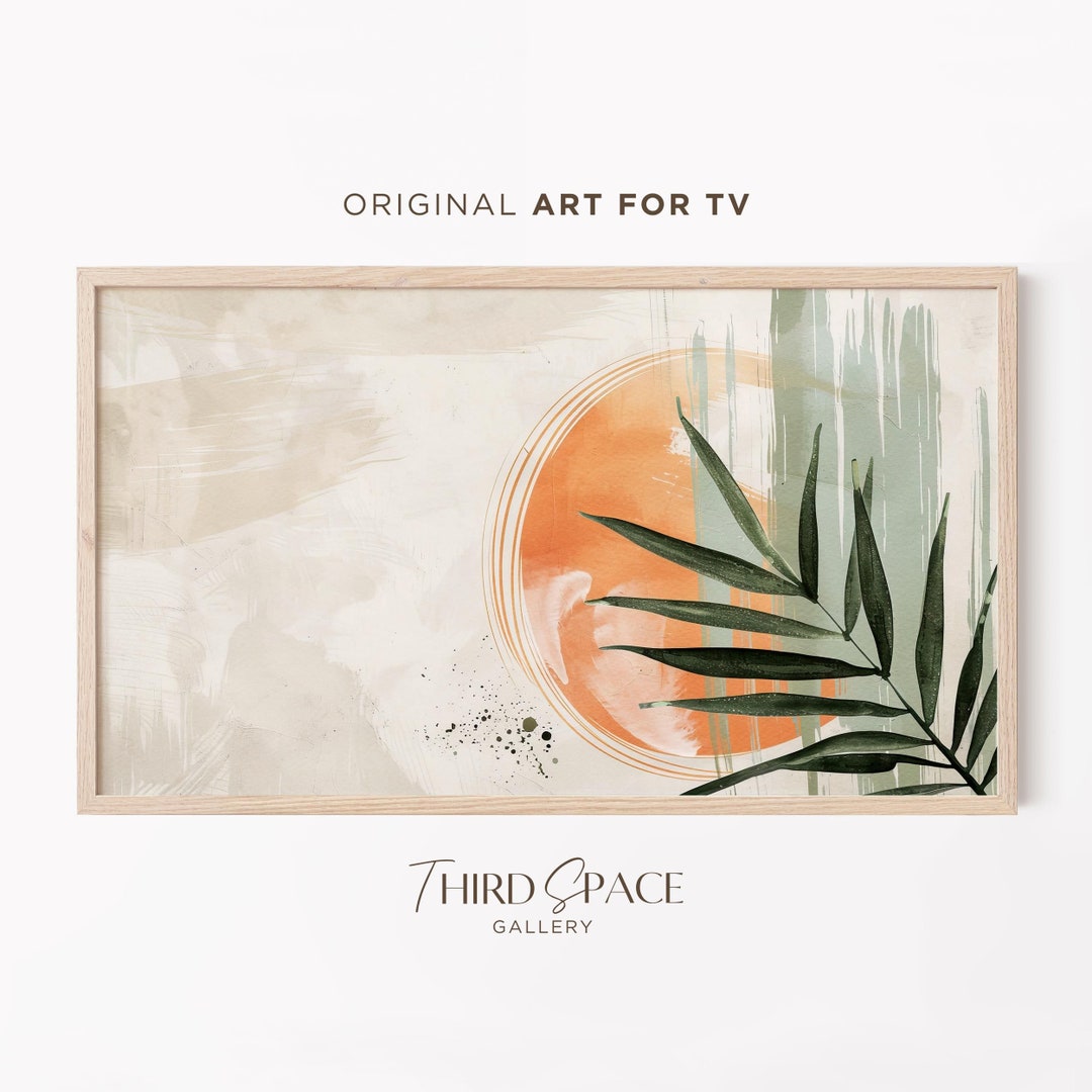 Summer Beach Frame Tv Art, Tropical Painting, Palm Leaf Tv Art, Coastal ...