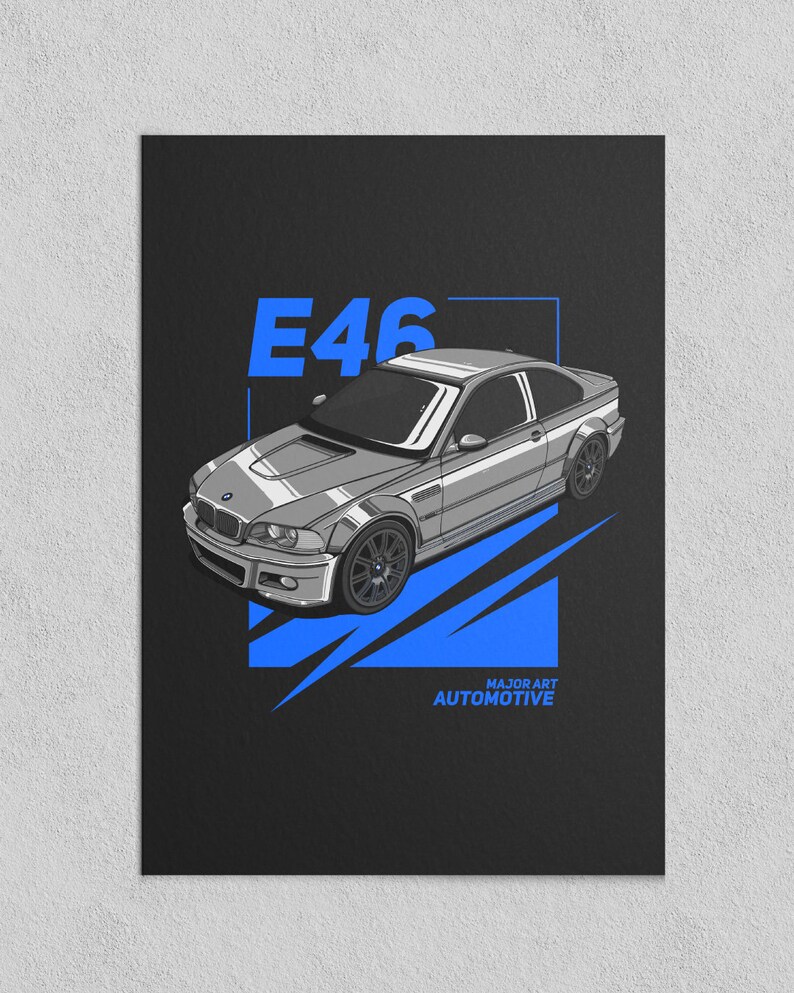 BMW E46 M3, Wall Art Print, Automotive Decor, Motorsport Enthusiast ...