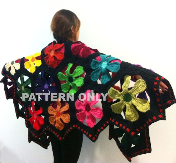 Flower Power Shawl Crochet Pattern ONLY - Etsy