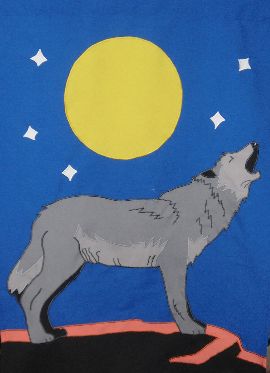 7026M - Wolf Howling Mid Size Flag - Etsy