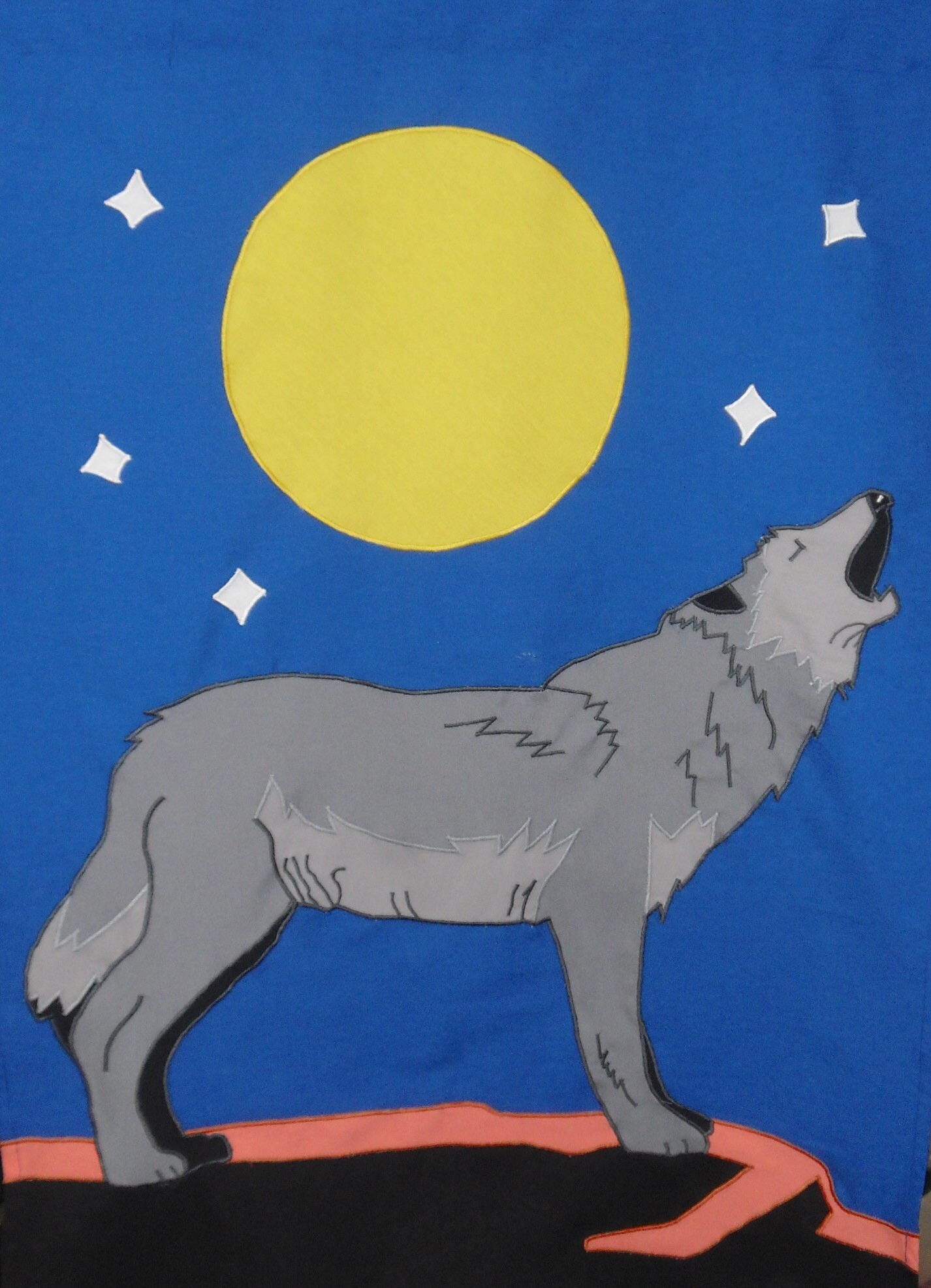 7026M Wolf Howling Mid Size Flag - Etsy