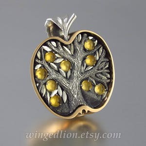 APPLE TREE Silver and Bronze Pendant With Citrines Tree of Life ...