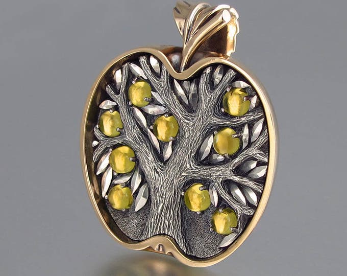 APPLE TREE Silver and Bronze Pendant With Citrines - Tree of Life ...