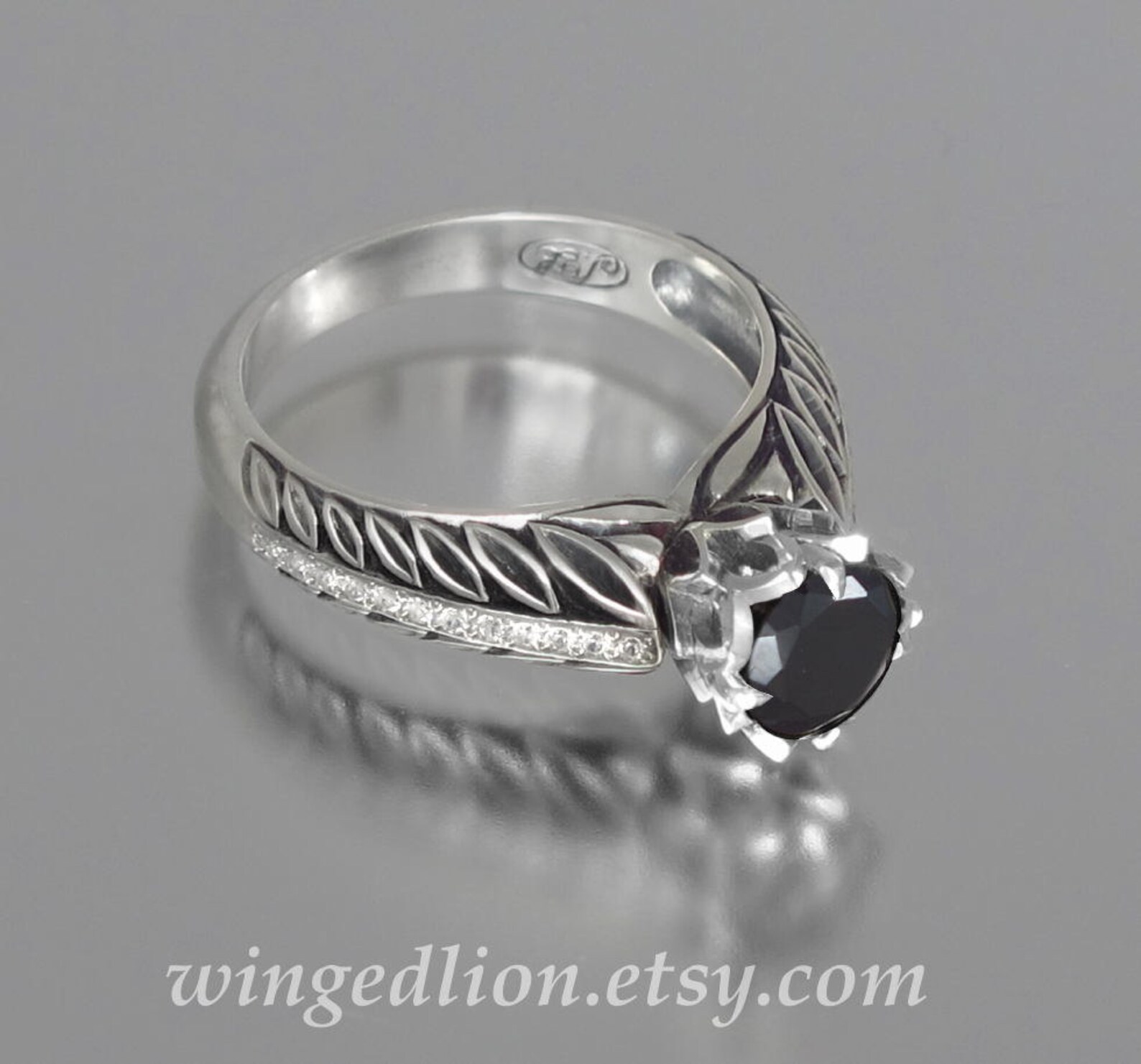 EDELWEISS 14K Gold Engagement Ring With Black Diamond - Etsy