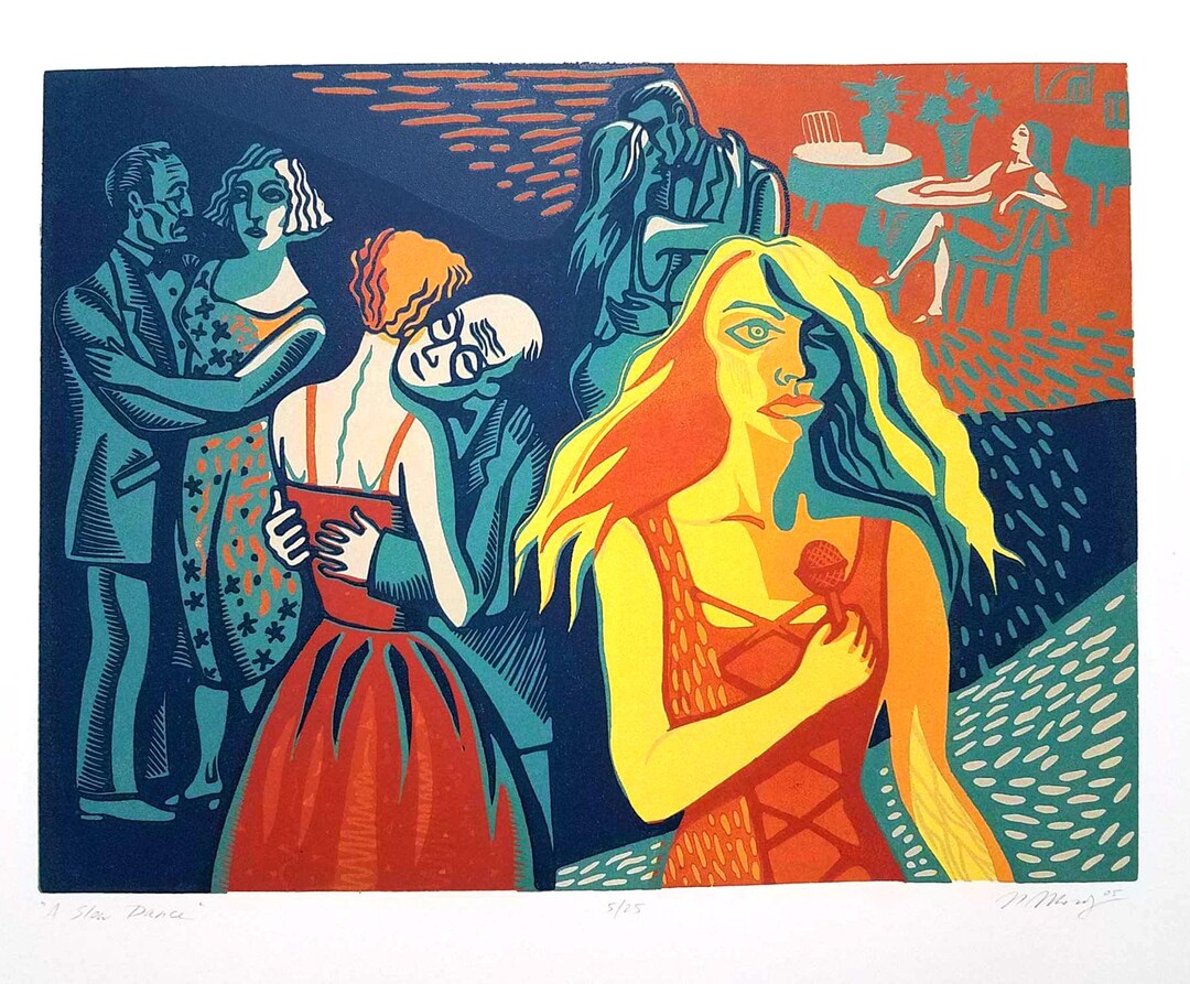 A SLOW DANCE Linocut - Etsy