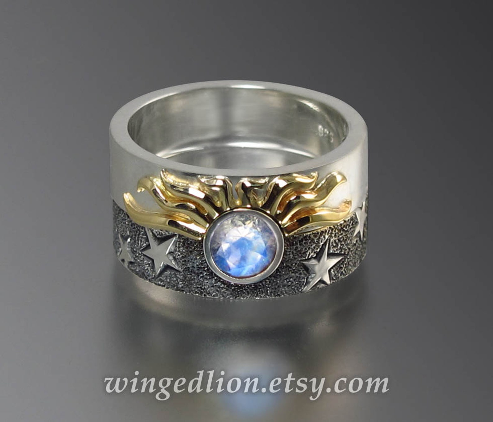 SOLAR ECLIPSE Sun and Moon Engagement Rings With Moonstone in | Etsy