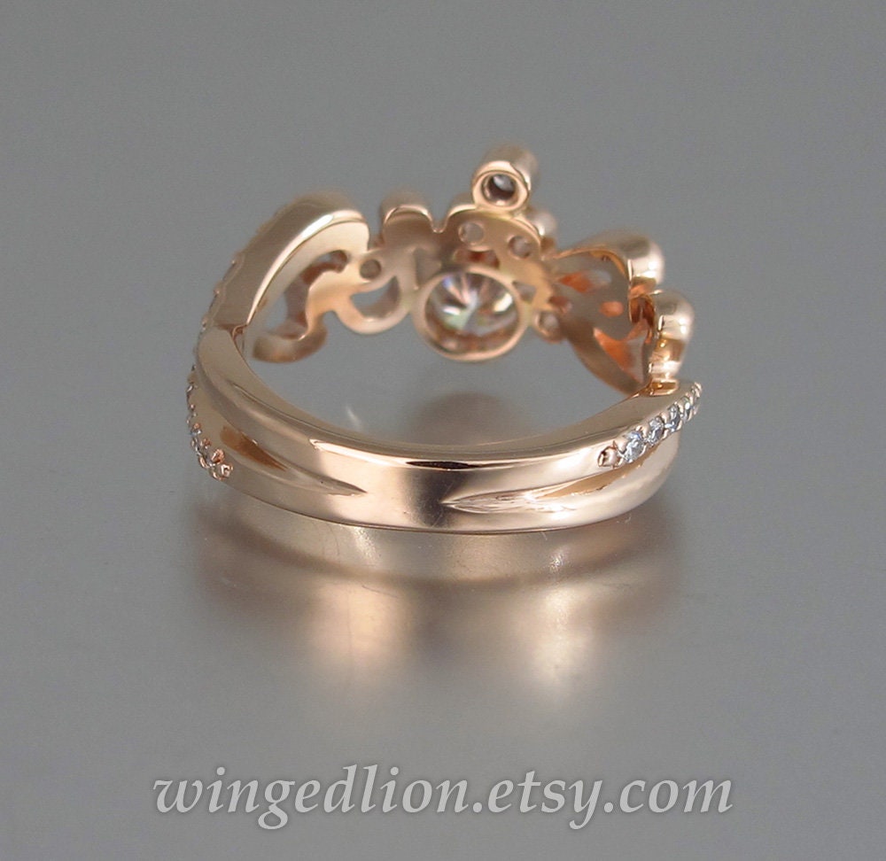 ODELIA 14K gold engagement White Sapphires ring & wedding band | Etsy