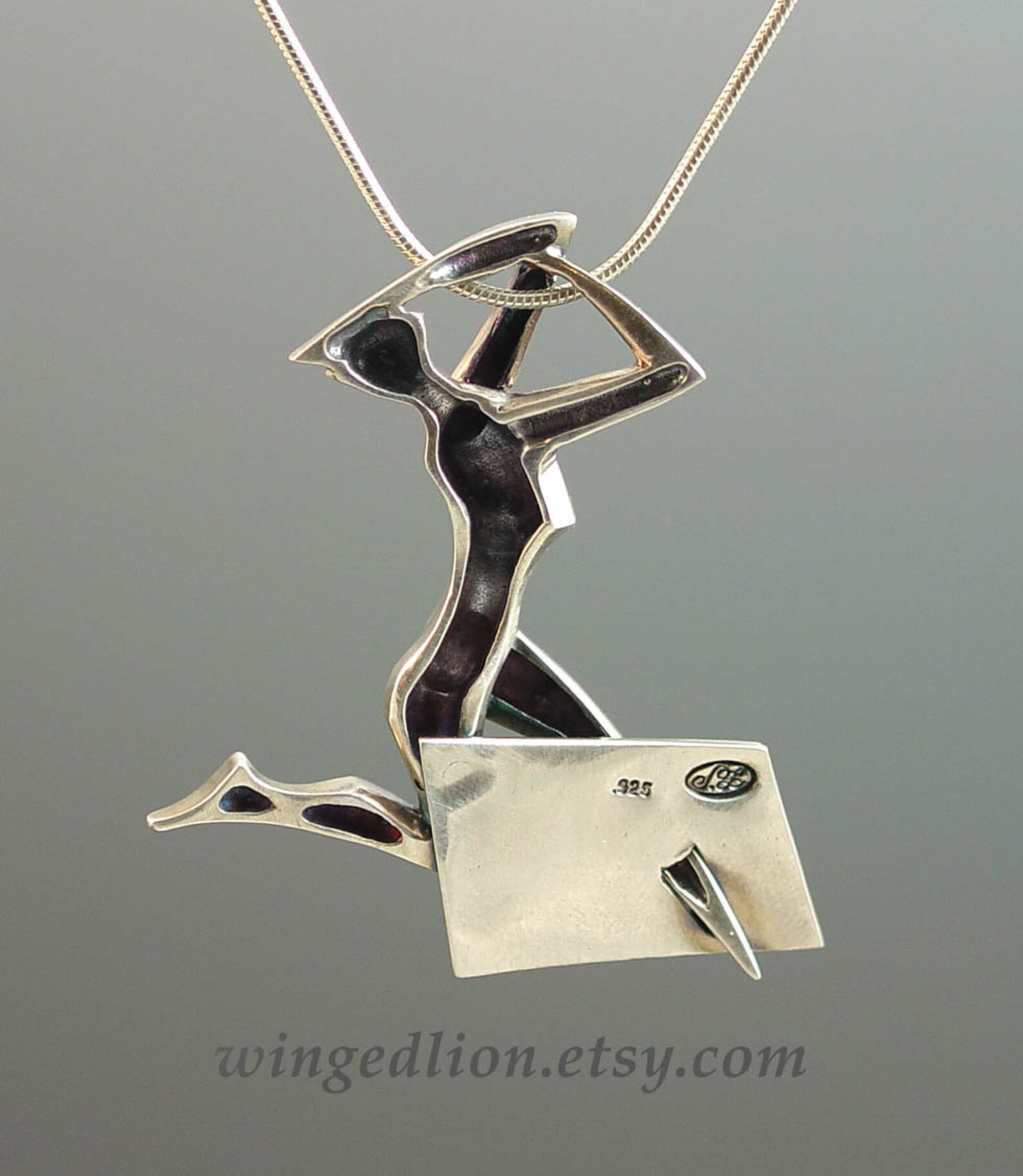 Silver Pendant ON THE RUN, Running Pendant, Figurative Jewelry, Ready ...