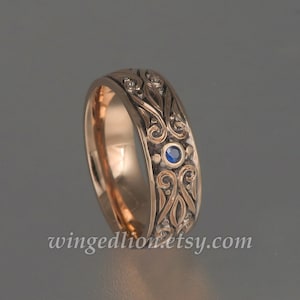 The PRINCE CHARMING 14k Gold Mens Wedding Band With Blue Sapphire - Etsy