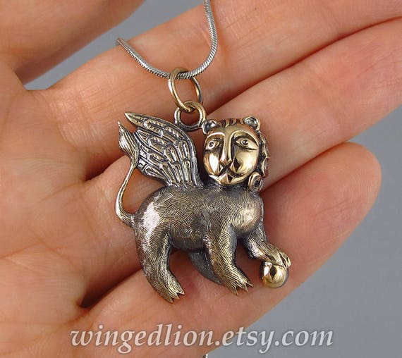 Bronze Pendant WINGED LION Charm Ready to Ship Lion of Saint Mark Venice Symbol Etsy