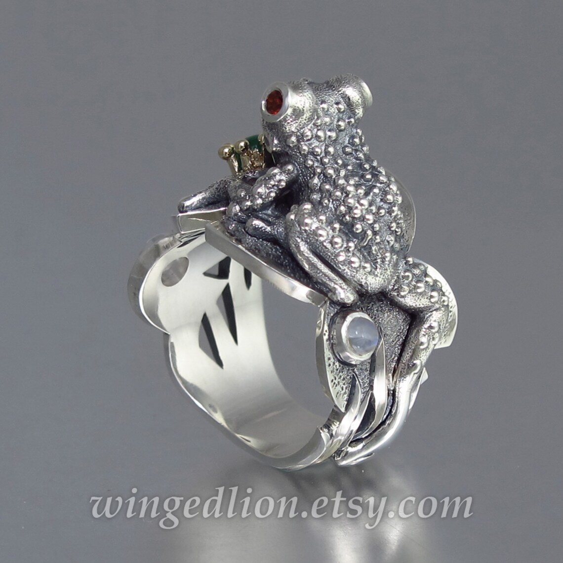 BEFORE THE KISS the Frog Prince Ring in Silver and 14k Gold - Etsy