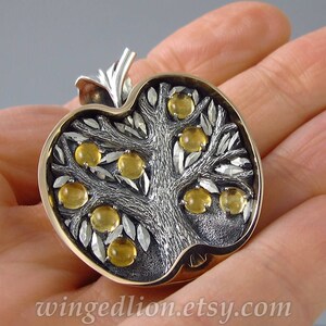 APPLE TREE Silver and Bronze Pendant With Citrines Tree of Life ...