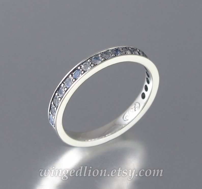 THE MOON Silver Ring and Wedding Band Set With Moonstones | Etsy