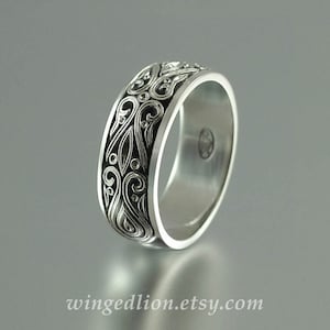 The PRINCE CHARMING 14k White Gold Mens Wedding Band - Etsy