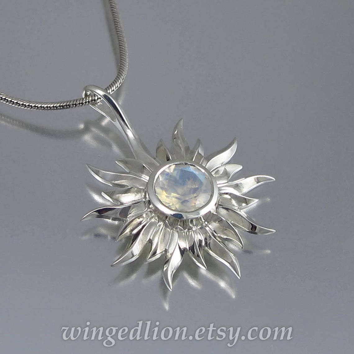 SOLAR ECLIPSE Silver Sun Pendant With Moonstone - Etsy