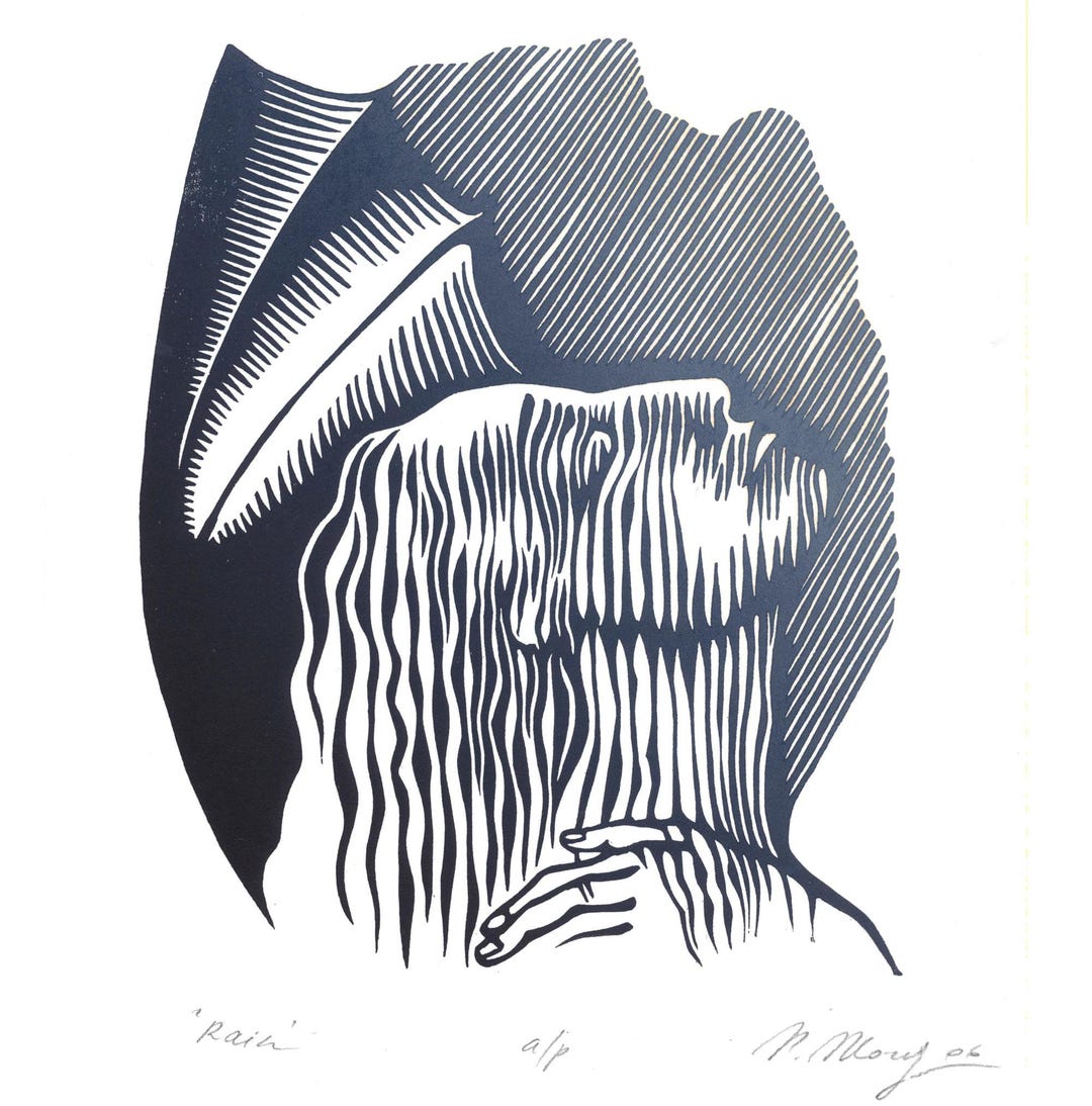 RAIN Limited Edition Linocut, Original Printmaking, Artwork by Natalia ...