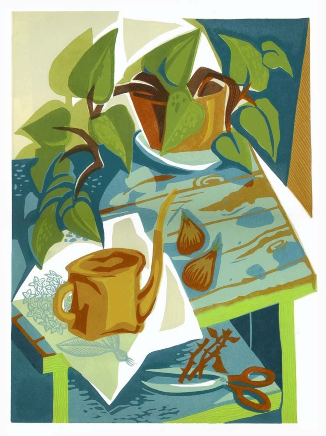SPRING GARDENING Linocut, Original Printmaking, Art by Natalia Moroz - Etsy