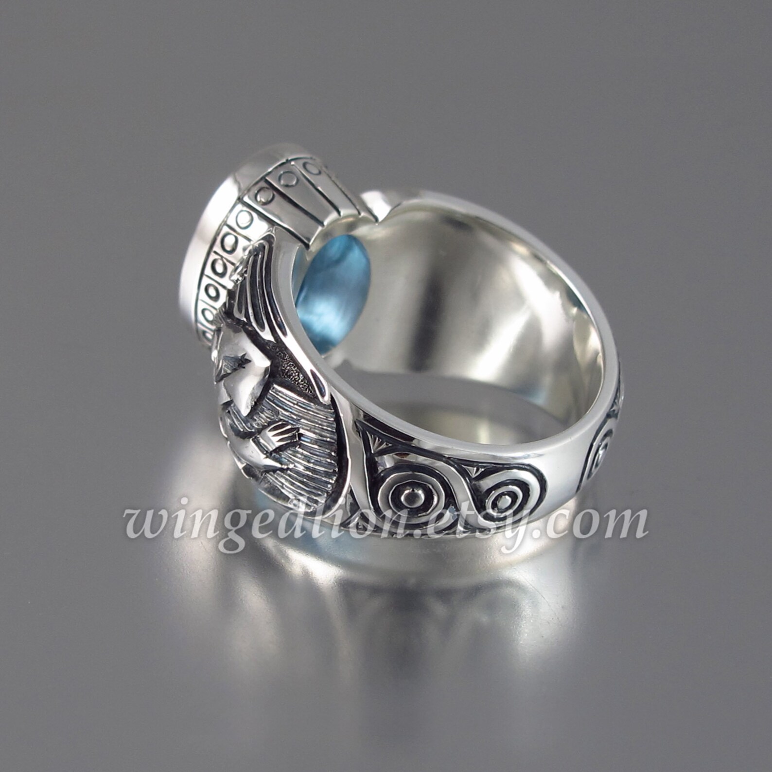 GUARDIAN ANGELS Mens Silver Ring With London Blue Topaz sizes - Etsy