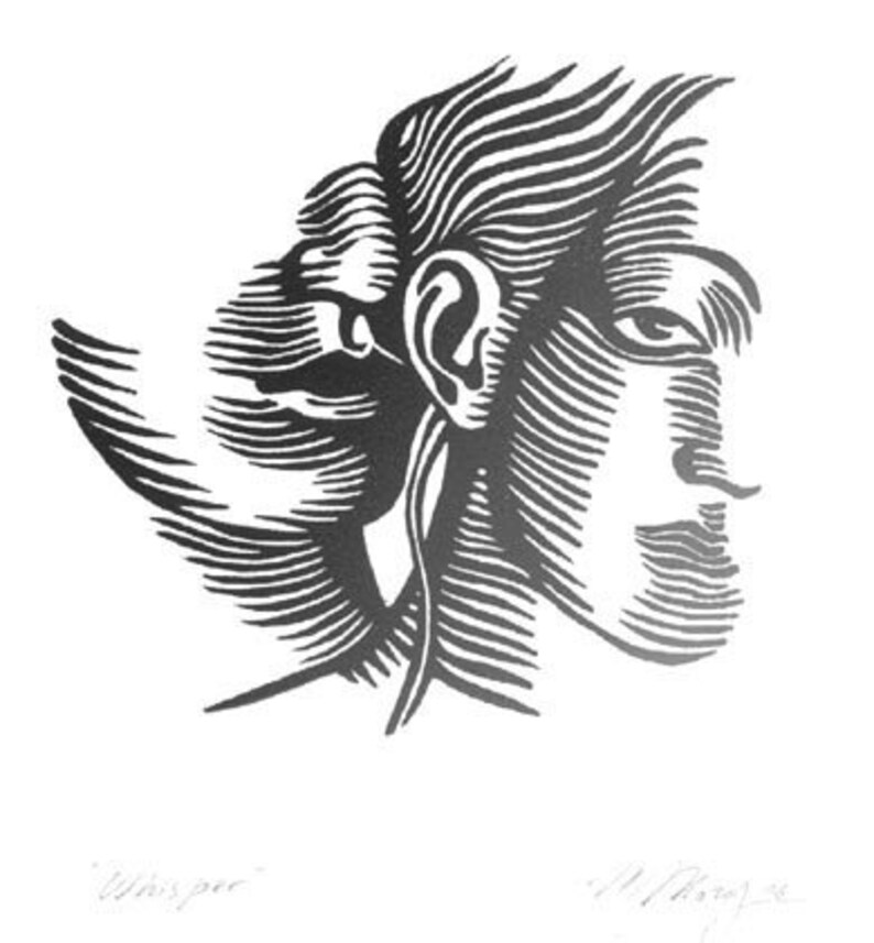 WHISPER Linocut by Natalia Moroz - Etsy