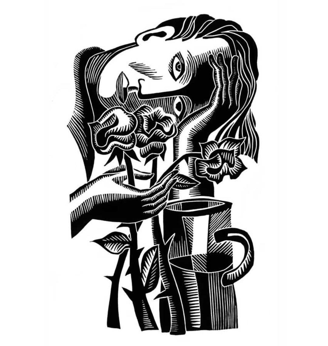 ROSES Linocut, Original Print, Original Printmaking, Artwork by Natalia ...