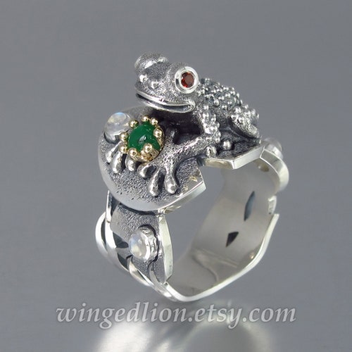 BEFORE THE KISS the Frog Prince Ring in Silver and 14k Gold - Etsy