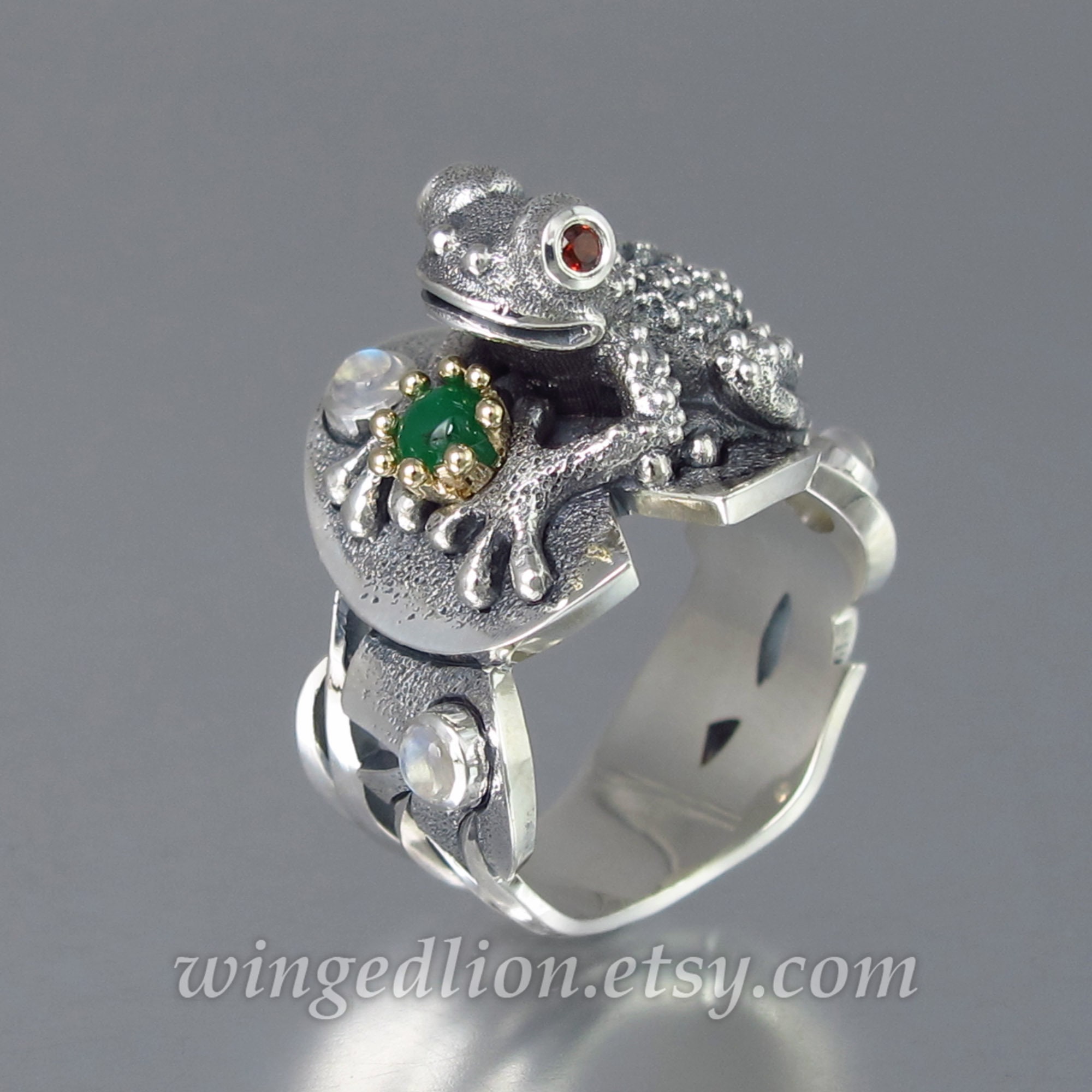 BEFORE THE KISS the Frog Prince Ring in Silver and 14k Gold - Etsy
