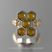HONEY BEES Silver and 14k Gold Cocktail Ring, Amber Cluster Ring - Etsy