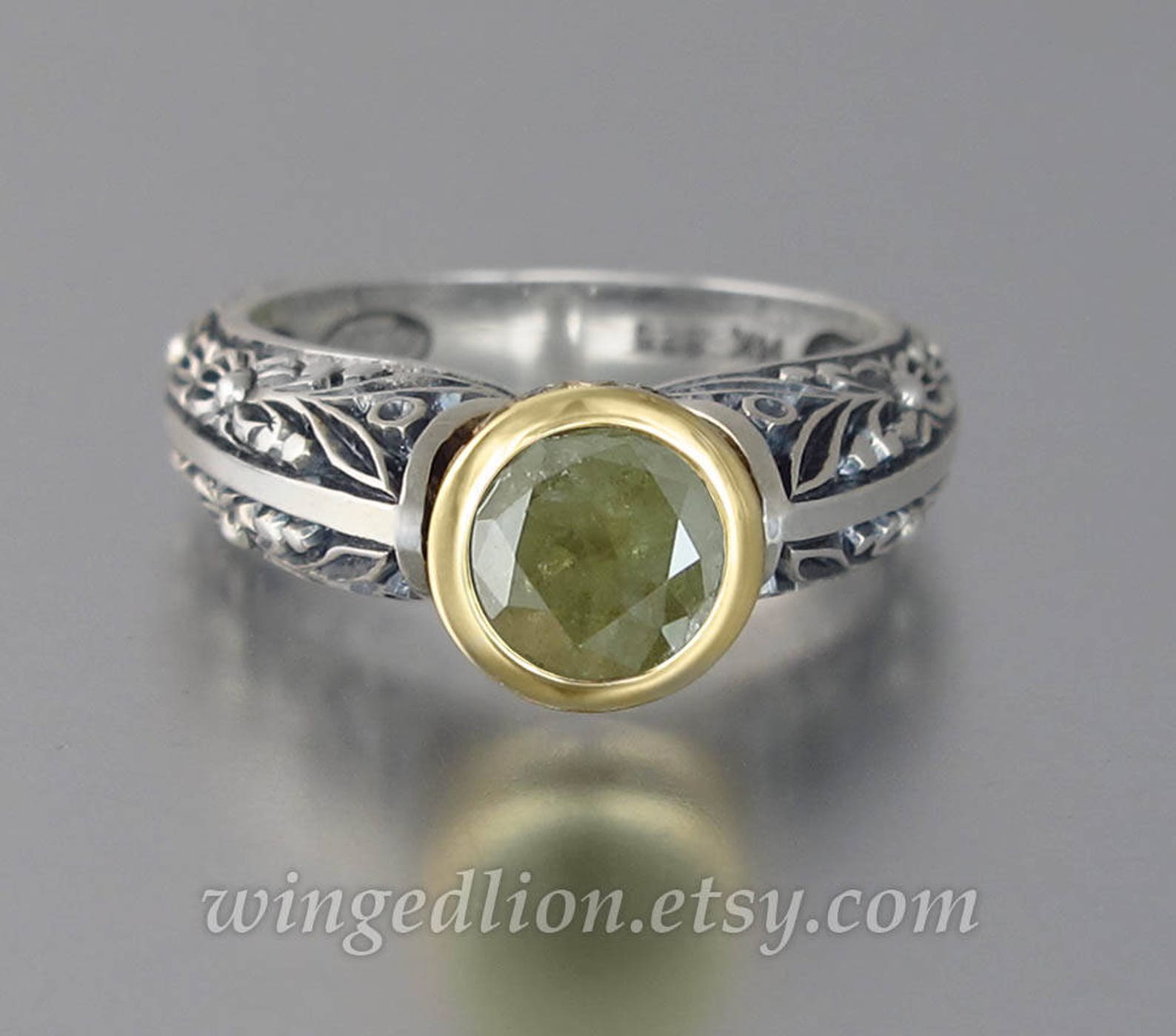 The CROWNED COUNTESS Engagement Diamond Ring in Silver and 14k - Etsy