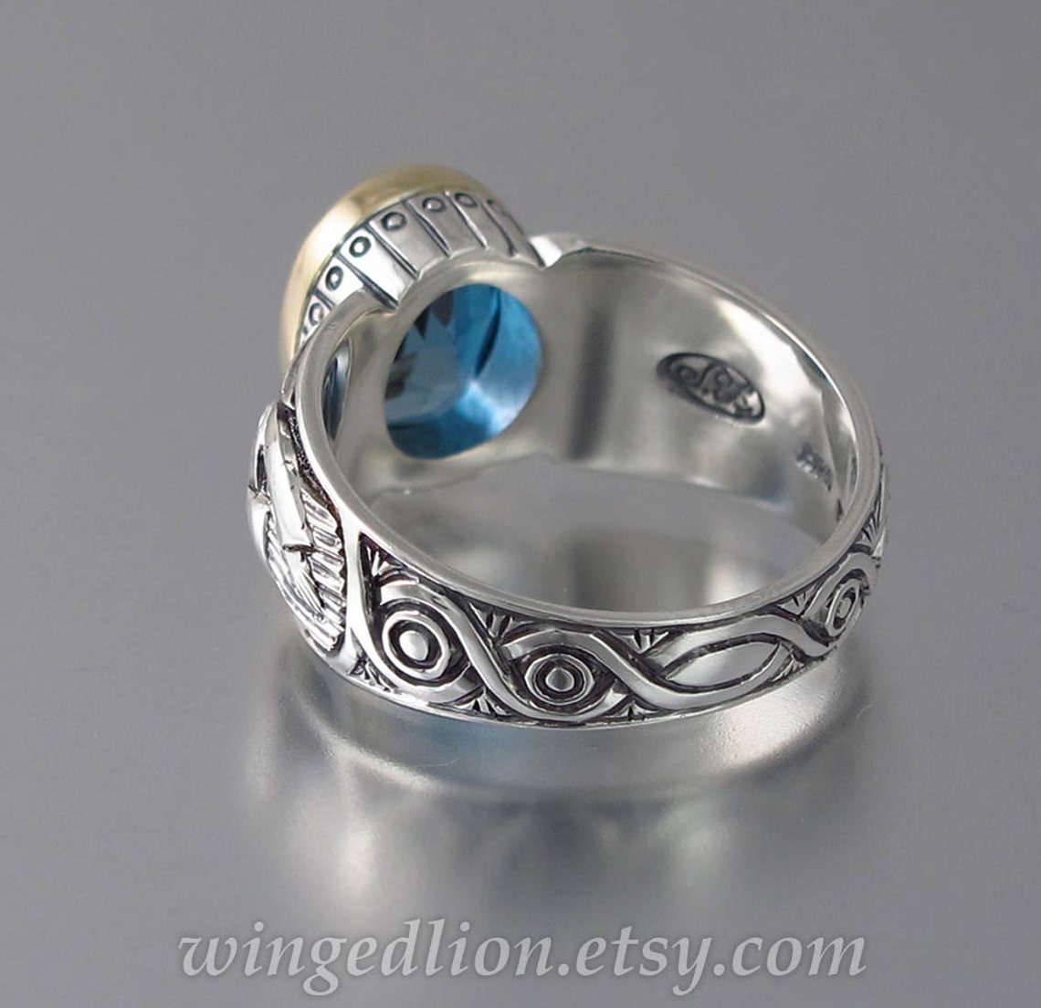 GUARDIAN ANGELS Silver 14K Ring With London Blue Topaz sizes - Etsy