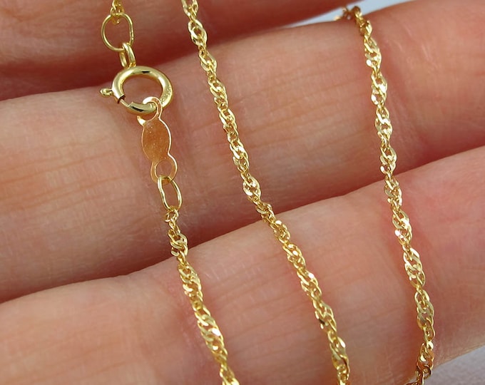 Solid 14K Yellow Gold Singapore Chain - Etsy