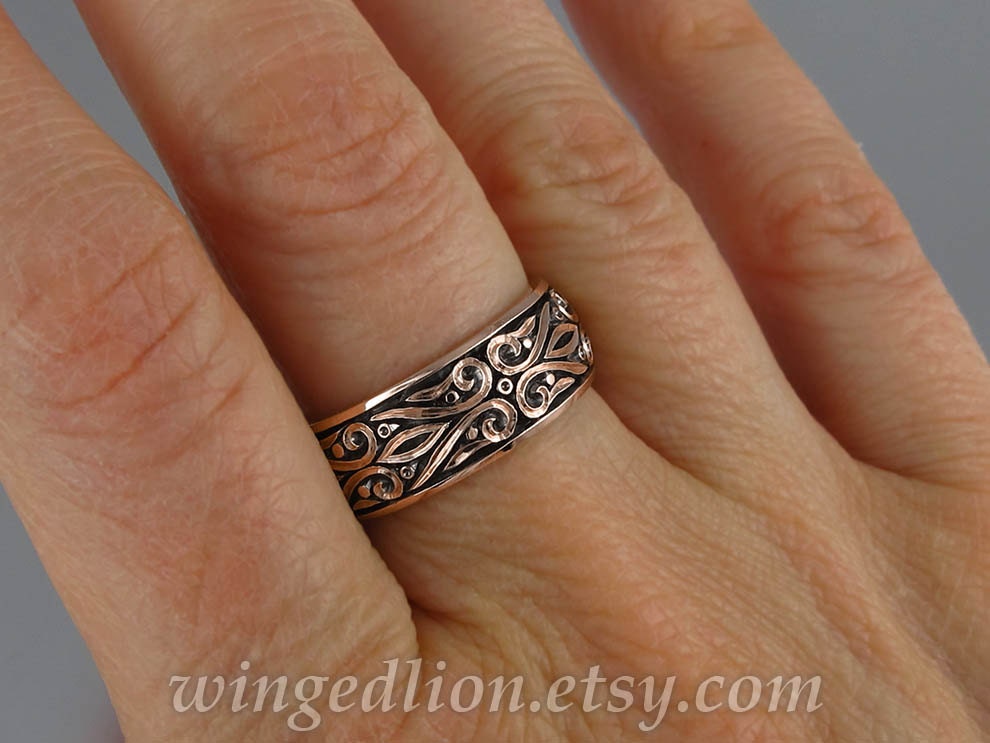 The PRINCE CHARMING 14K Rose Gold Mens Wedding Band - Etsy