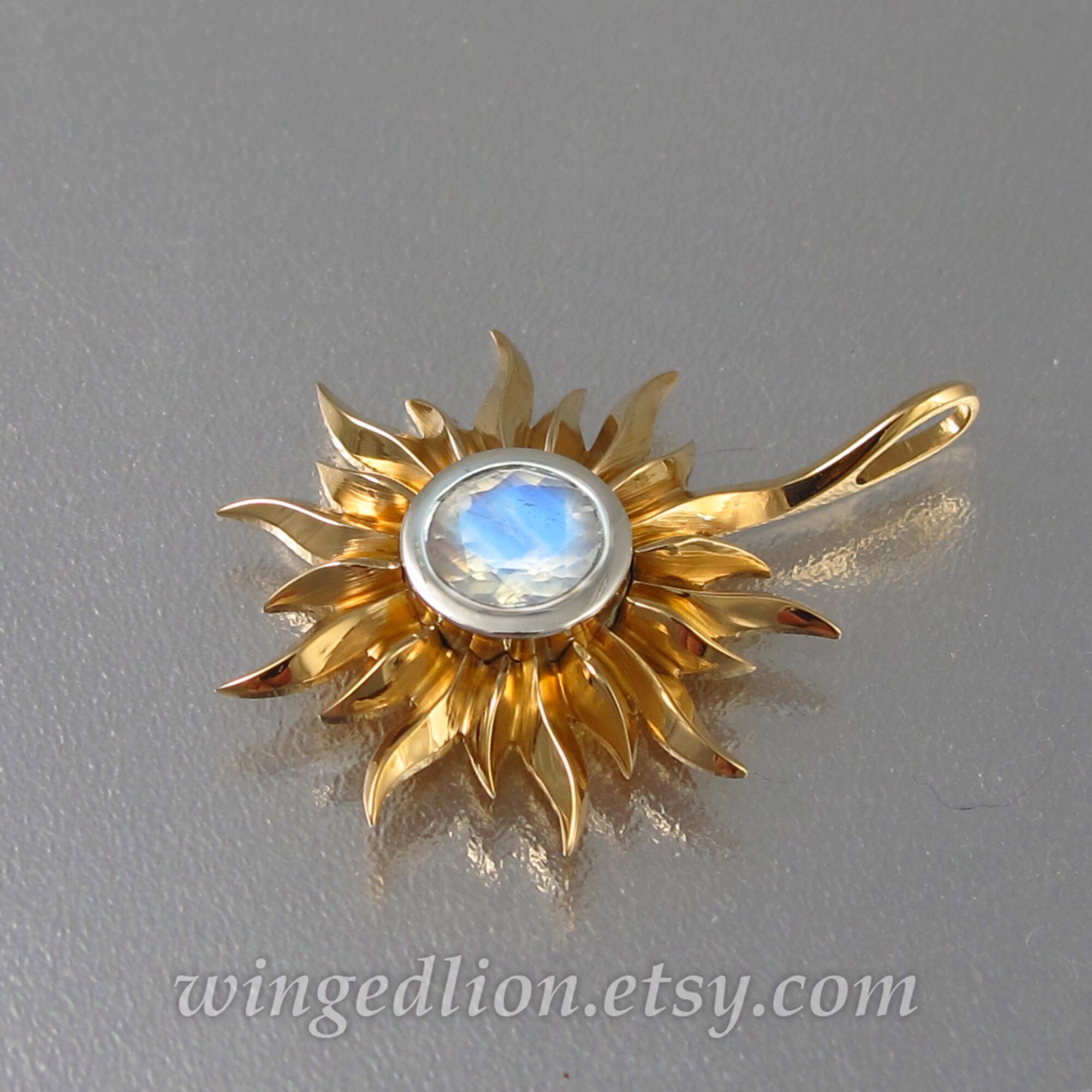SOLAR ECLIPSE Bronze and Silver Sun Pendant With Moonstone - Etsy