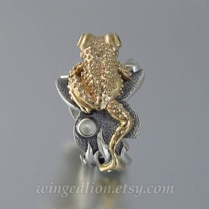 BEFORE THE KISS the Frog Prince Ring in Silver and 14k Gold With ...