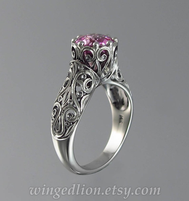 The ENCHANTED PRINCESS 14k gold engagement ring with created | Etsy