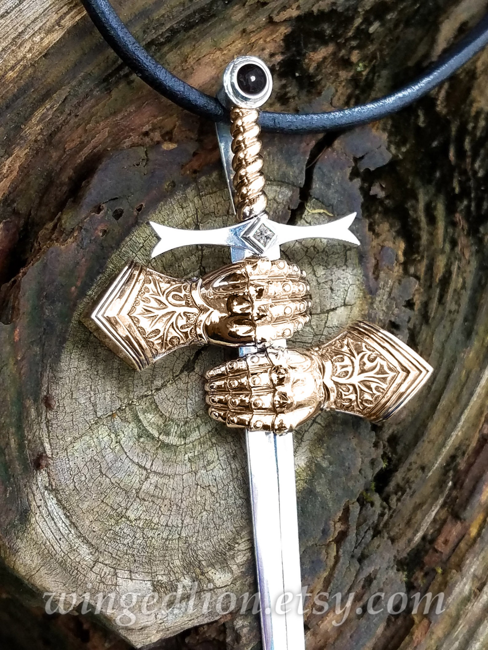 Knight's Sword DURENDAL Silver & Bronze Unisex Pendant | Etsy
